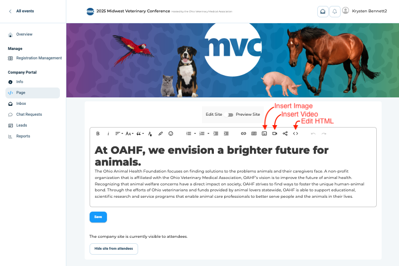Midwest Veterinary Conference: Partners: Profile Setup